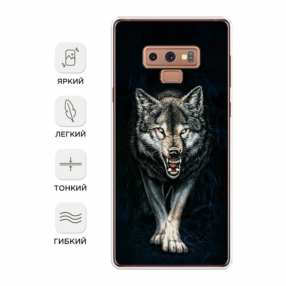 Чехол на Samsung Galaxy Note 9 / Самсунг Галакси Нот 9 с принтом "Злобный волк из ночи" — фото 1