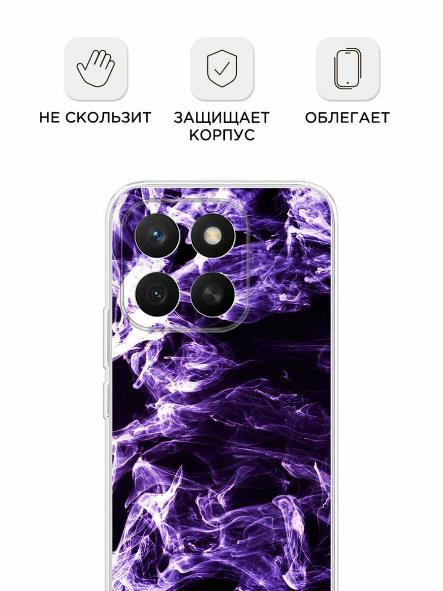 Силиконовый чехол на Honor X8c / Хонор X8c с принтом "Фиолетовый дым" — фото 1