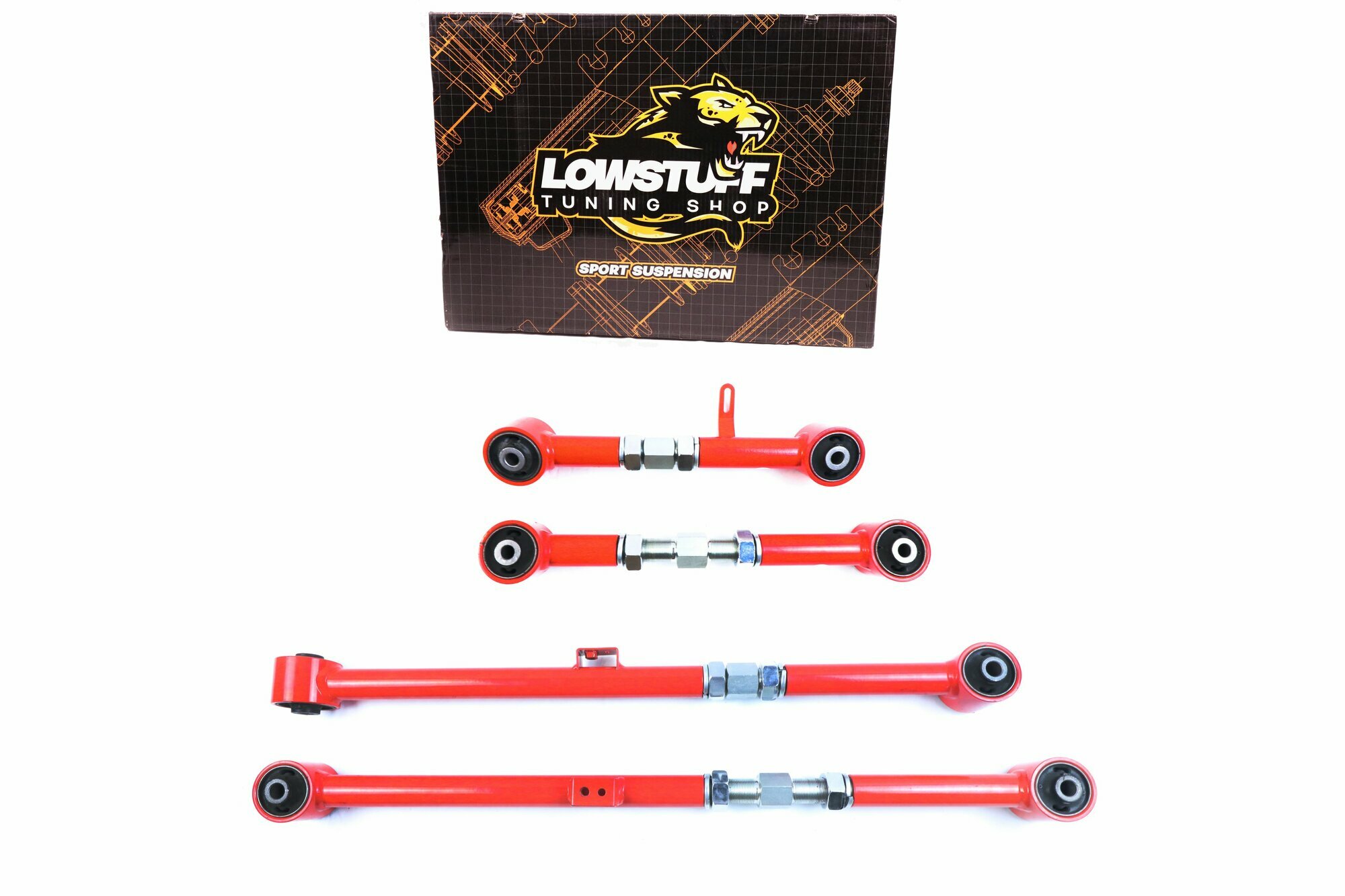 Toyota FJ, Land Cruiser Prado LC120 LC150, 4 Runner 2003-, Hilux Surf N210 N280, LEXUS GX470 Задние верхние и нижние продольные регулируемые рычаги LOWSTUFF DS 75DSTOLC120