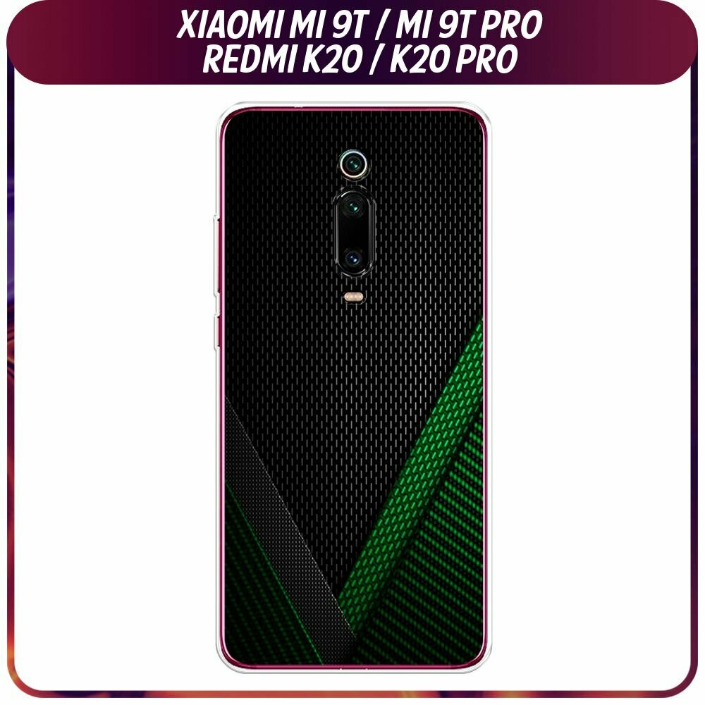 Чехол на Xiaomi Redmi K20/K20 Pro/Mi 9T/9T Pro / Сяоми Редми К20/K20 Pro/Mi 9T/9T Pro с принтом "Зеленый карбон"