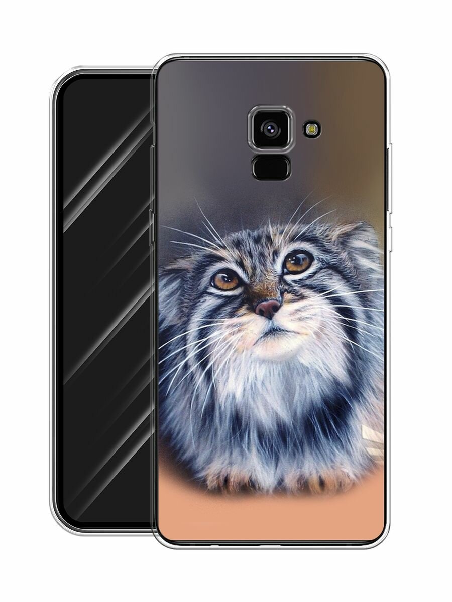 Чехол на Samsung Galaxy A8 + / Самсунг Галакси А8 Плюс 2018 с принтом "Кот манул 2" — фото 1