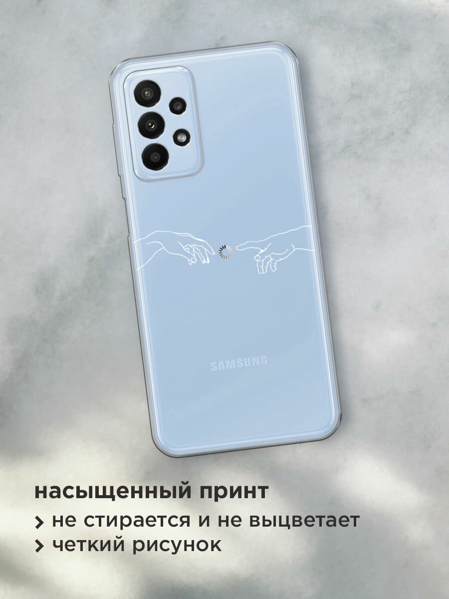 Чехол на Samsung Galaxy A23 / Самсунг Галакси А23 с принтом "Загрузка творения", прозрачный — фото 1