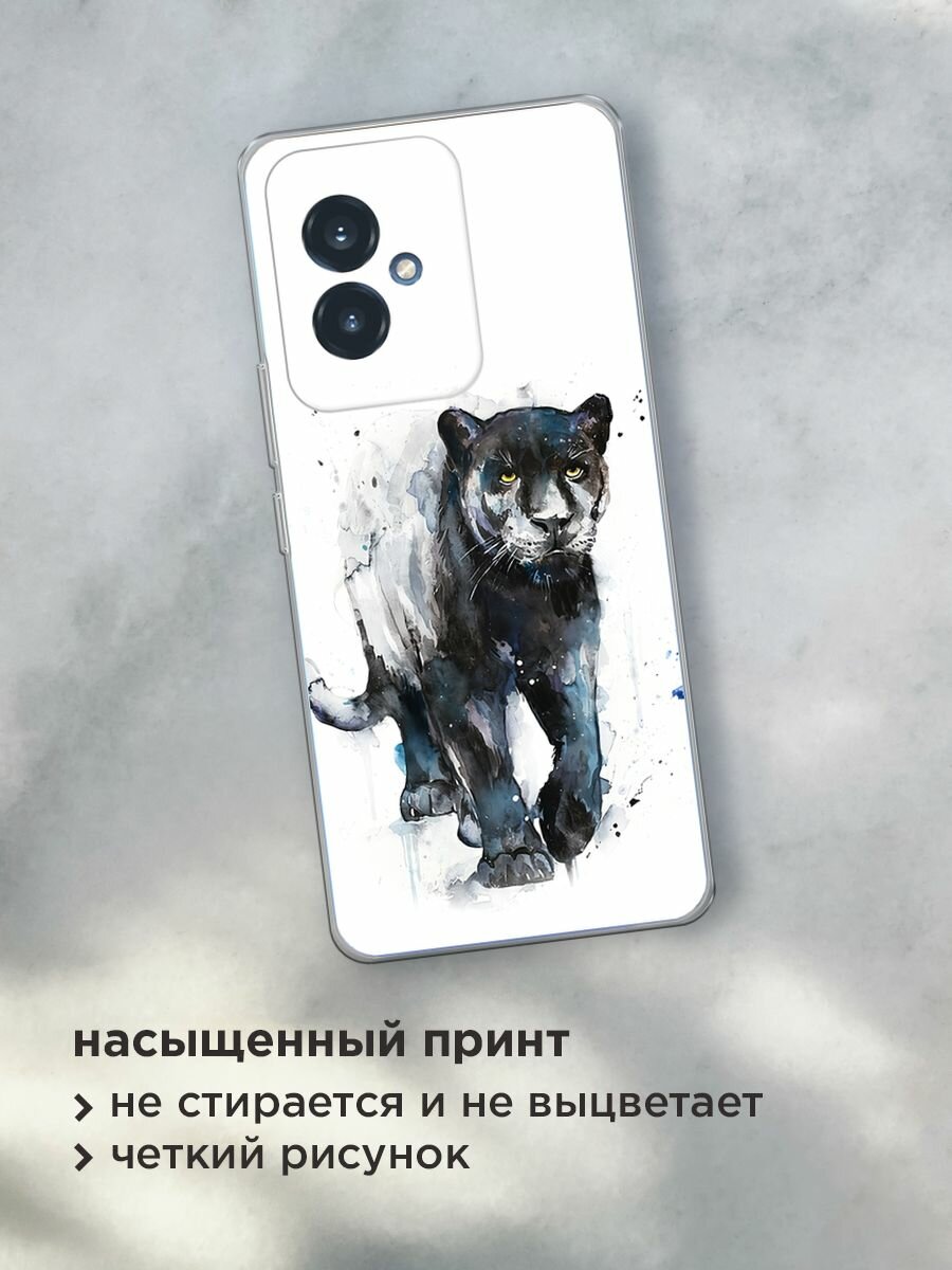 Силиконовый чехол на Honor 100 / Хонор 100 с принтом "Пантера арт 3" — фото 1