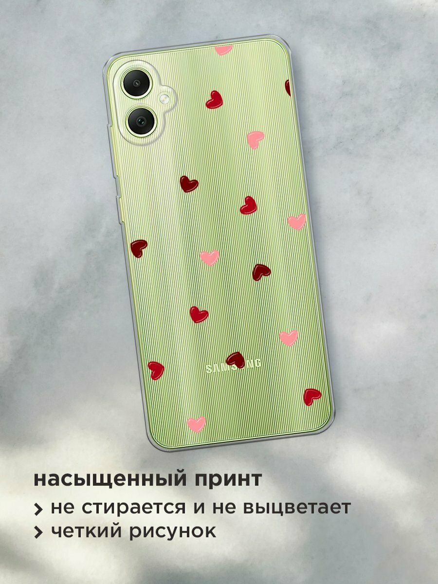Чехол на Samsung Galaxy A05 / Самсунг Галакси A05 с принтом "Бордовые сердечки 2" — фото 1