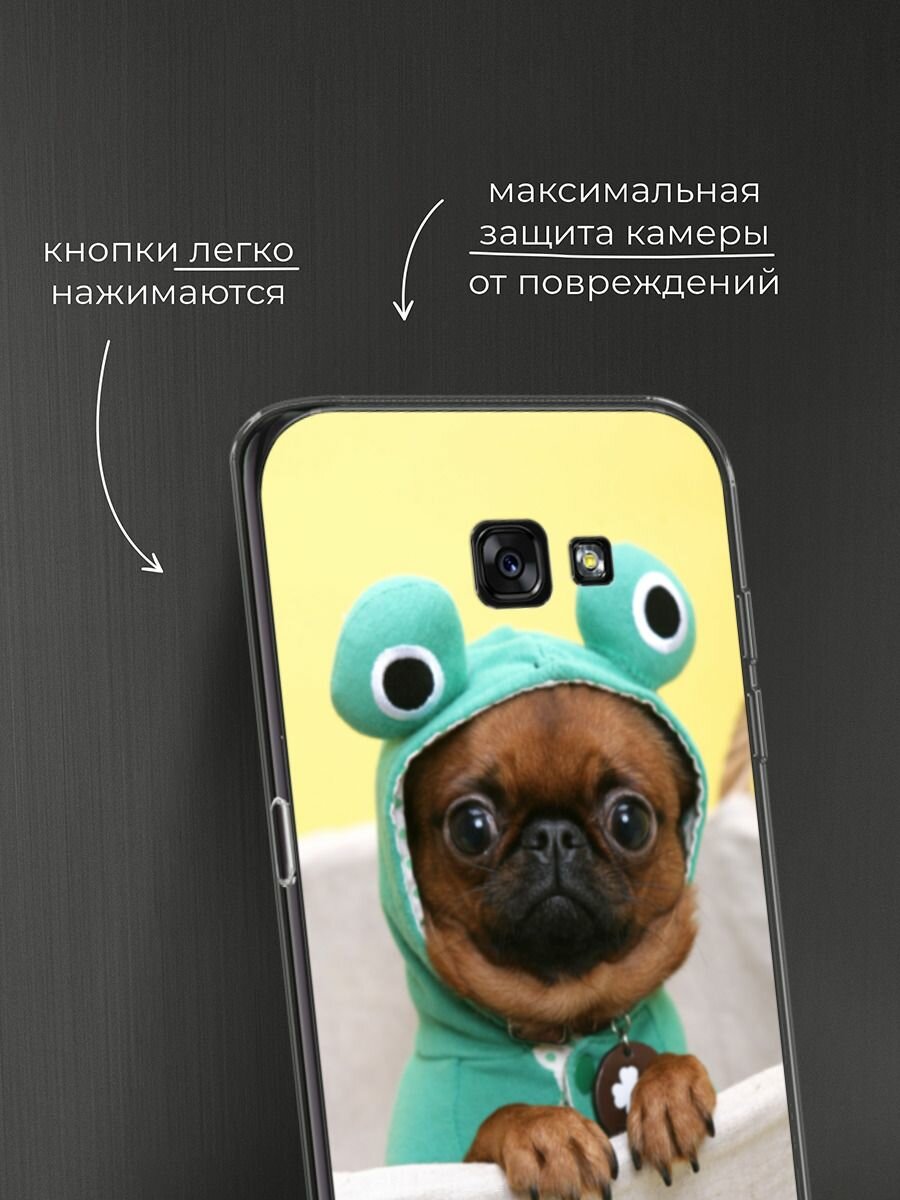 Чехол на Samsung Galaxy A7 2017 / Самсунг Галакси А7 2017 с принтом "Собачка в шапке лягушки" — фото 1