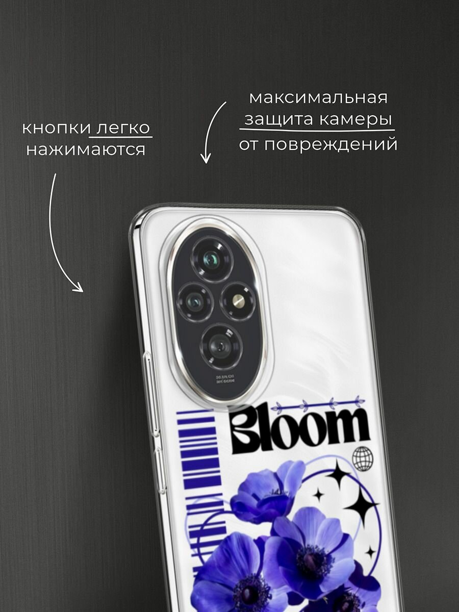 Чехол на Honor 200 / Хонор 200 с принтом "Завораживающие анемоны", прозрачный — фото 1