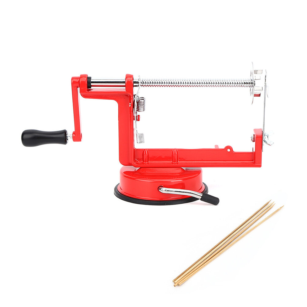 Ручная спиральная картофелерезка из нержавеющей стали 304 с 4 бамбуковыми шпажками, овощерезка для кухонного использования, простой инструмент для спиральной резки