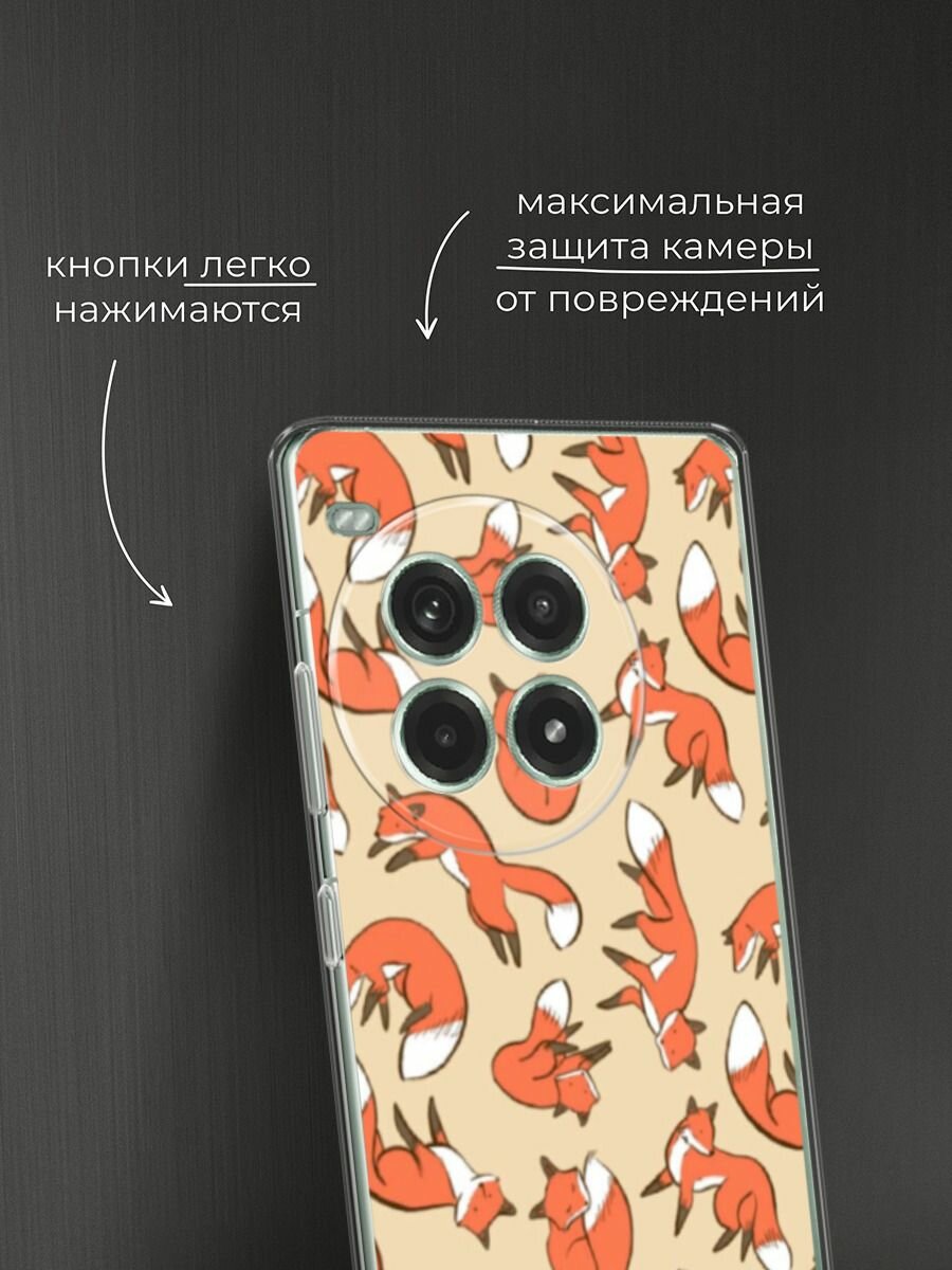 Чехол на OnePlus Ace 3 Pro / Ван Плас Эйс 3 Про с принтом "Лисички фон" — фото 1