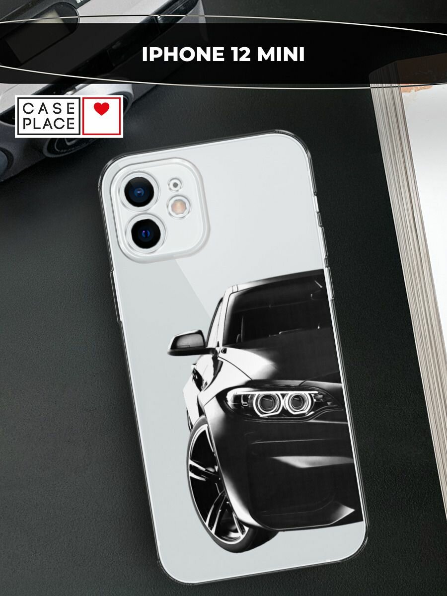 Чехол на Apple iPhone 12 mini / Айфон 12 Мини с принтом "Крутая черная машина", прозрачный