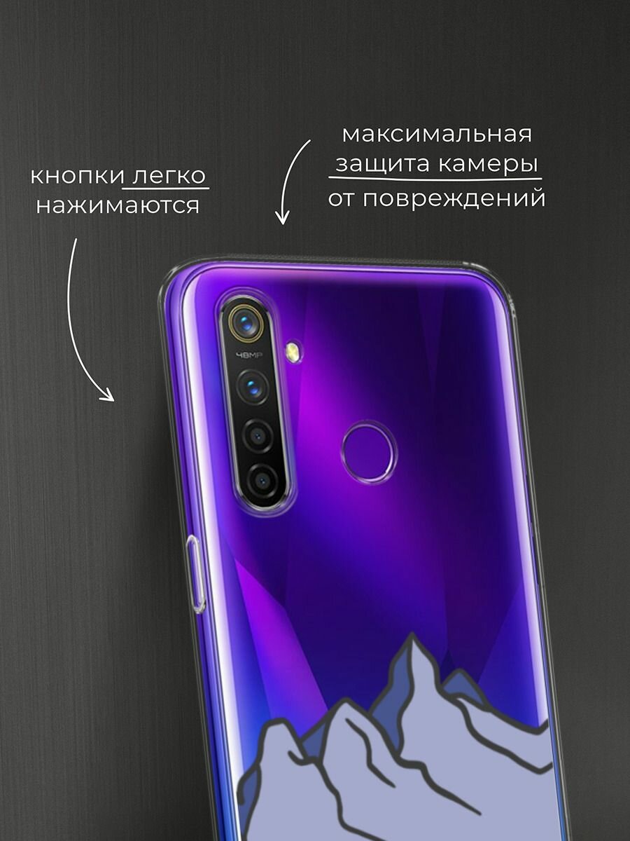 Чехол на Realme 5 Pro / Реалми 5 Про с принтом "Гора", прозрачный — фото 1