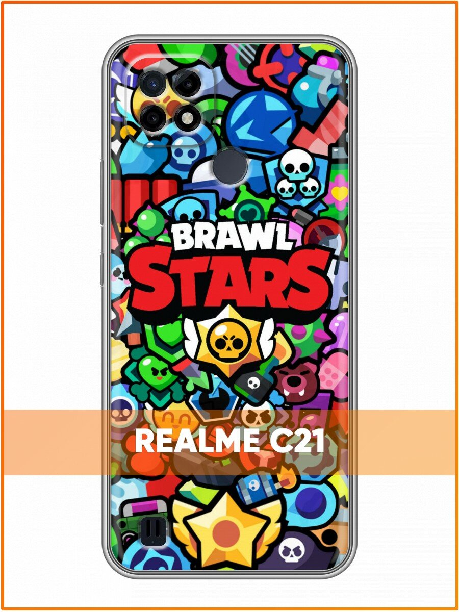 Чехол для Realme C21 с принтом для мальчиков Brawl Stars (Реалми С21)