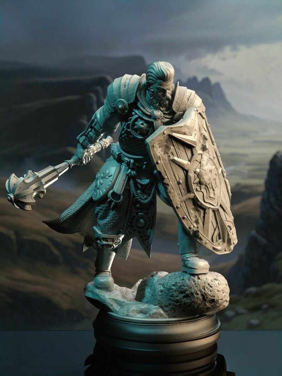 Клирик паладин, игровая фигурка для раскрашивания (масштаб 32мм) база 25мм