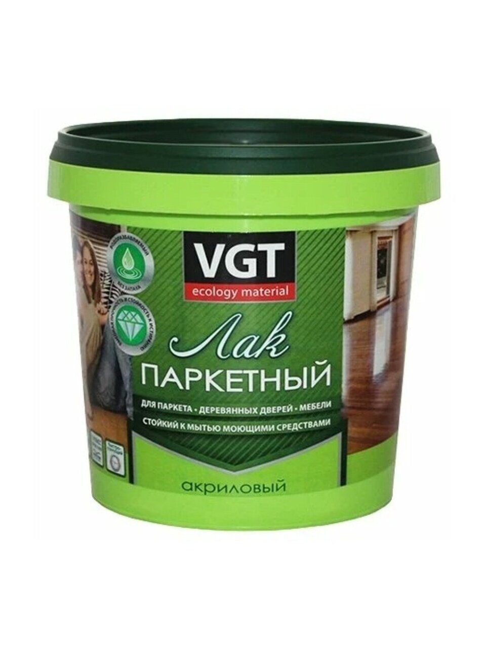 Лак VGT, паркетный, матовый, акриловый, для внутренних работ, 0.9 кг