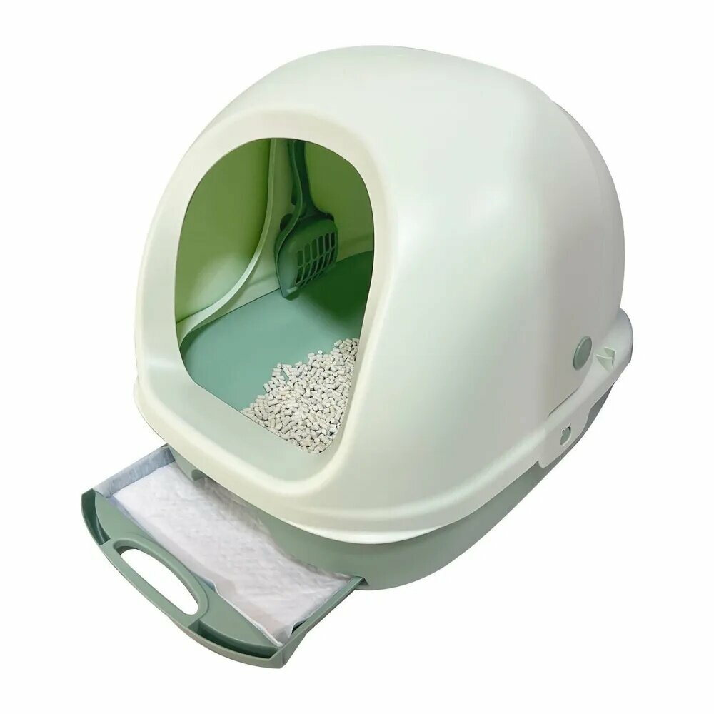 Unicharm Део Туалет лоток для кошек закрытого типа. Цвет бежевый (набор).