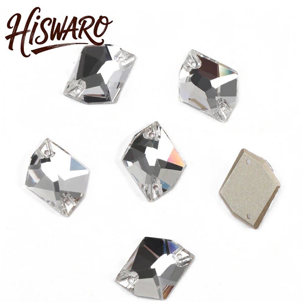 HISWARO Космические блестящие стеклянные камни для шитья Серебряный, 11x14mm (14Pcs), Crystal