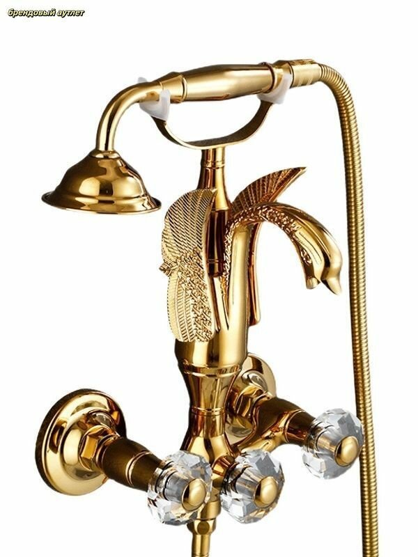 Смеситель для ванны, европейский стиль легкой роскоши, форма лебедя, хрустальная ручка, латунь, для горячей и холодной воды, устанавливается на стену