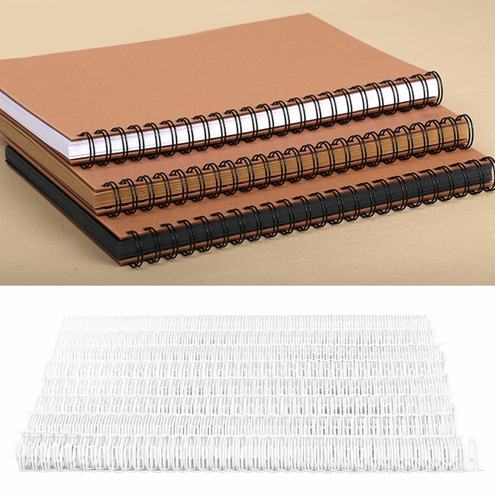 100 шт. Двойные петлевые проволочные переплетные корешки 9/16 дюйма 34 петли шаг 3:1 емкость 120 листов А4 спиральная переплетная катушка для студентов и коллег белая
