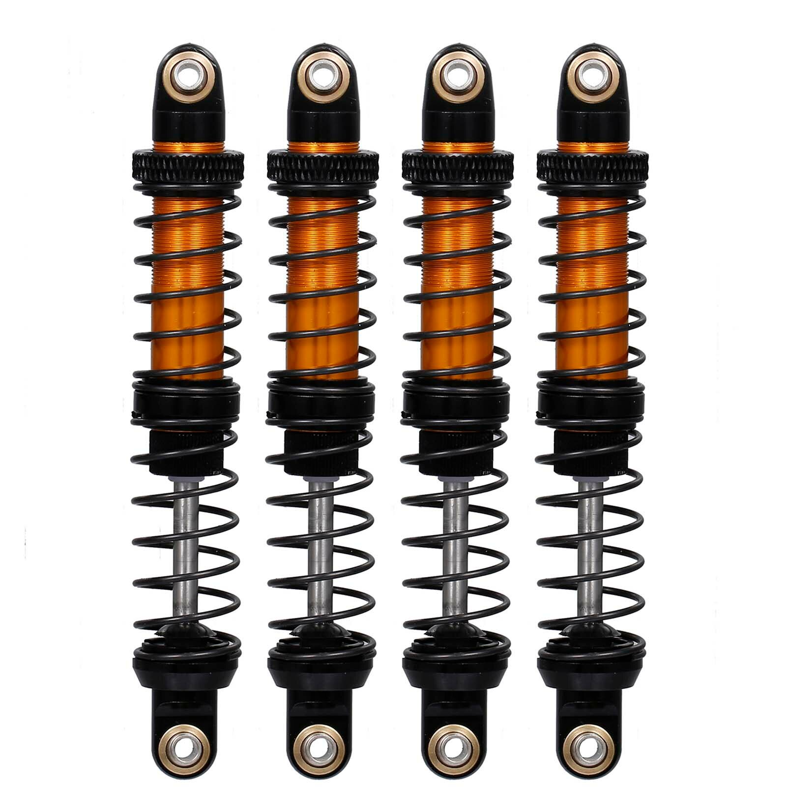 4pcs Adjustable 100mm Metal Shock Absorber Damper Orange для 1/10 Traxxas TRX-4 axial scx10 RC4WD D90 D110 RC Car, Shock Body OD 10mm, Spring Body OD 15mm, Shaft Diameter 3.5mm, End Rod Hole 3mm, End Rod Width 7.5mm, Spring Diameter 1.0mm, Hole to Hole