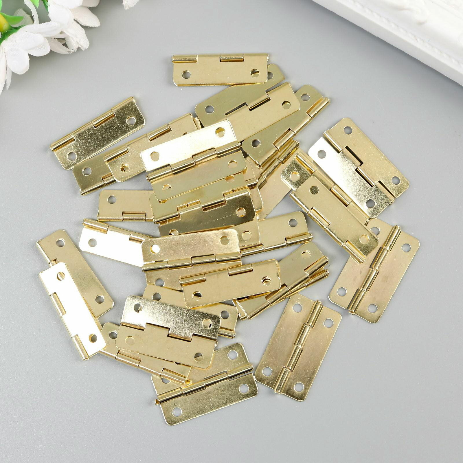 Петля для шкатулки, ключницы с закругленными углами, набор 30 шт, металл, 1.6x3 см