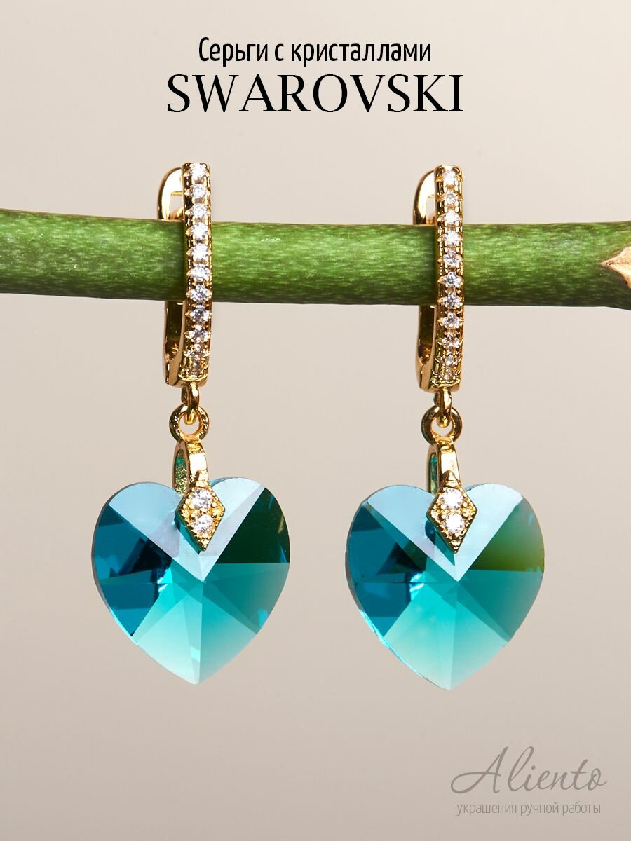 Серьги, стекло, кристалл, кристаллы Swarovski