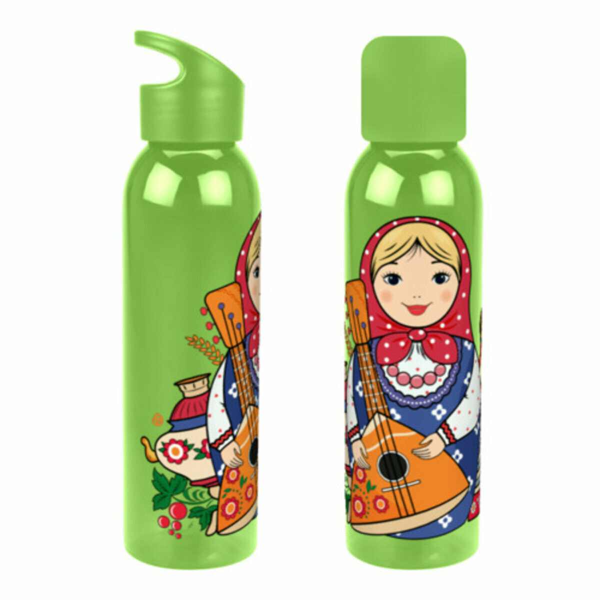 Бутылка для воды «В русском стиле матрешка. В подарок Народная» (зеленый)