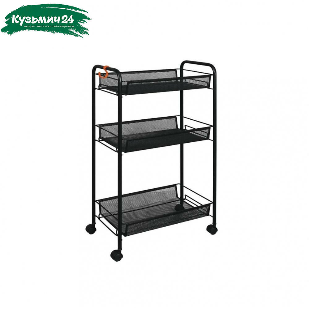Этажерка ЗМИ Ладья 2К, металлическая, 3 корзины, на колесах, 44x25x75.5 см, черный