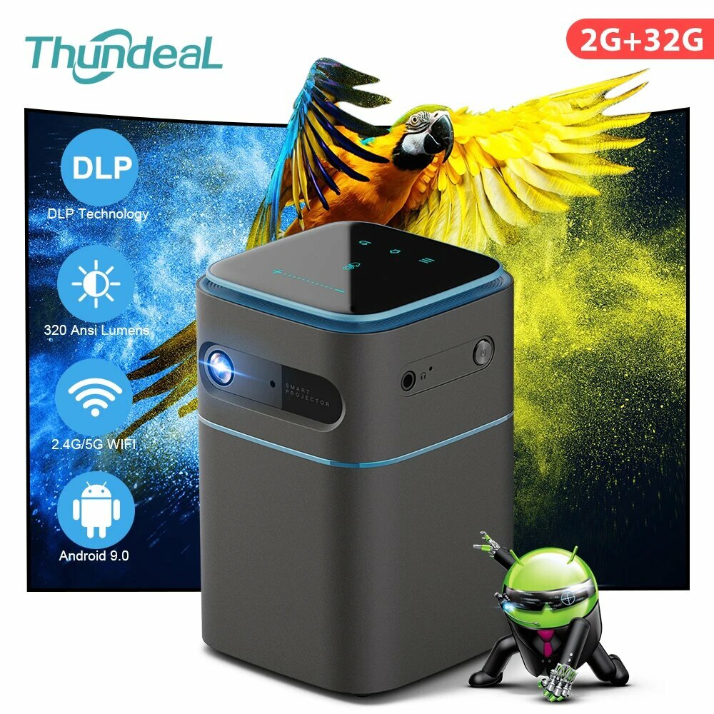 ThundeaL Мини-проектор 2K 4K Android Европейская вилка (EU Plug)