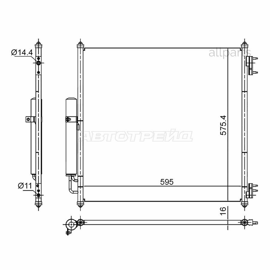 SAT ST-47-0033 Радиатор кондиционера Land Rover Discovery 16-20 / Range Rover 12-22 / Range Rover Sport 13-22