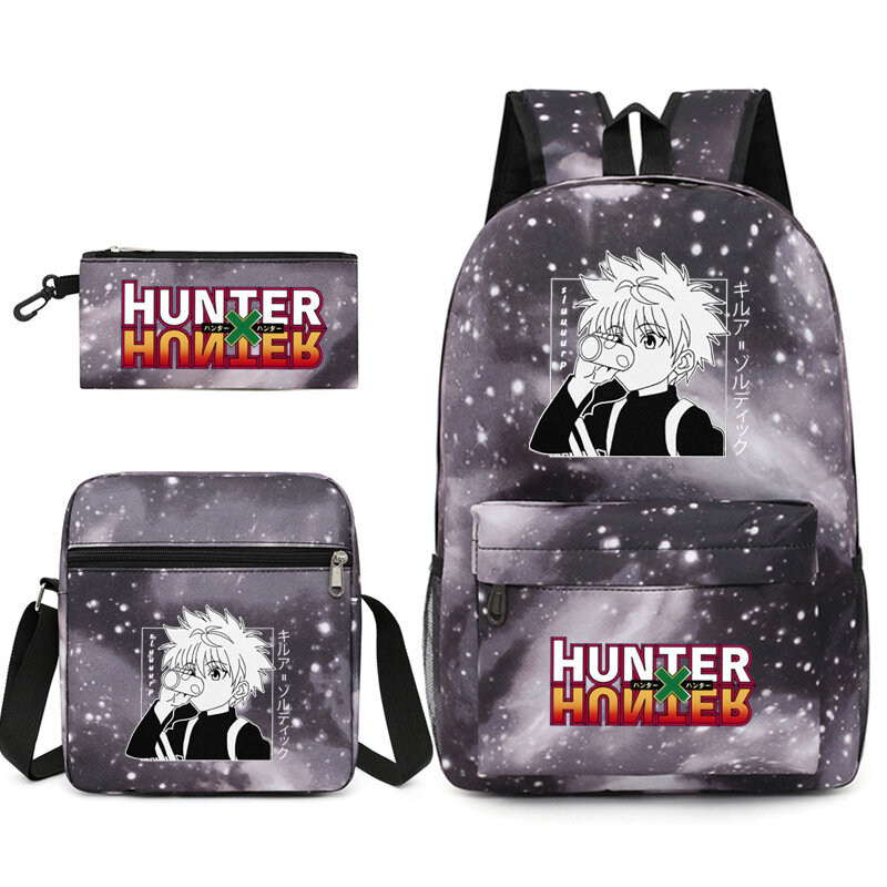 Постоянные мужские и женские рюкзаки Hunter HUNTER x HUNTER, школьные сумки, комплект из трех предметов, рюкзак, дорожная сумка