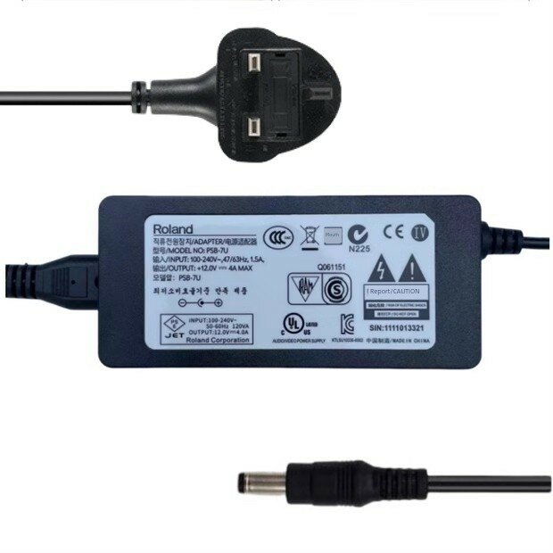 Подходит для Rland Roland PSB-7U, адаптер шнура питания для цифрового пианино, клавиатуры 12V4A Кабель британского