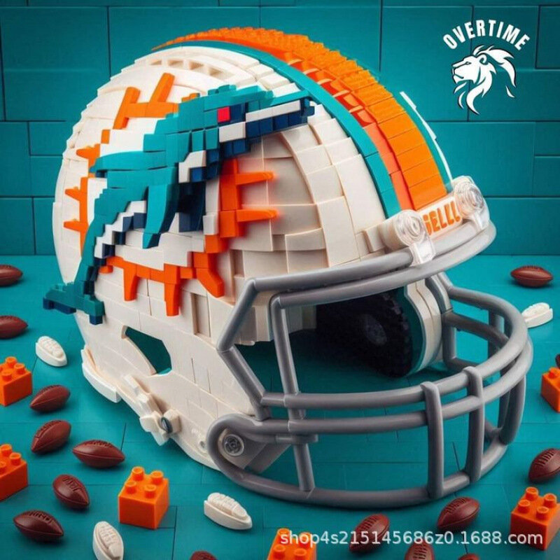 NFLConstructionHelmetШлем из строительных блоков NFL, креативная игрушка для команды профессиональной футбольной лиги