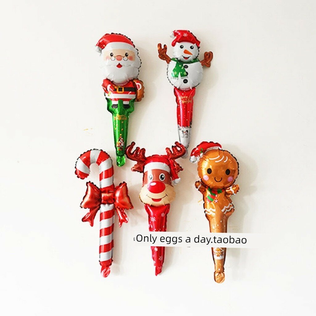 Рождественский воздушный шар из фольги на палочке: Дед Мороз, Снеговик, мультяшный персонаж, украшение для