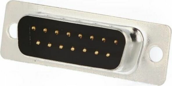 Разъем ENCITECH DB15-SP Разъем D-Sub PIN: 15 вилка "папа" на провод пайка Цвет: черный 1шт