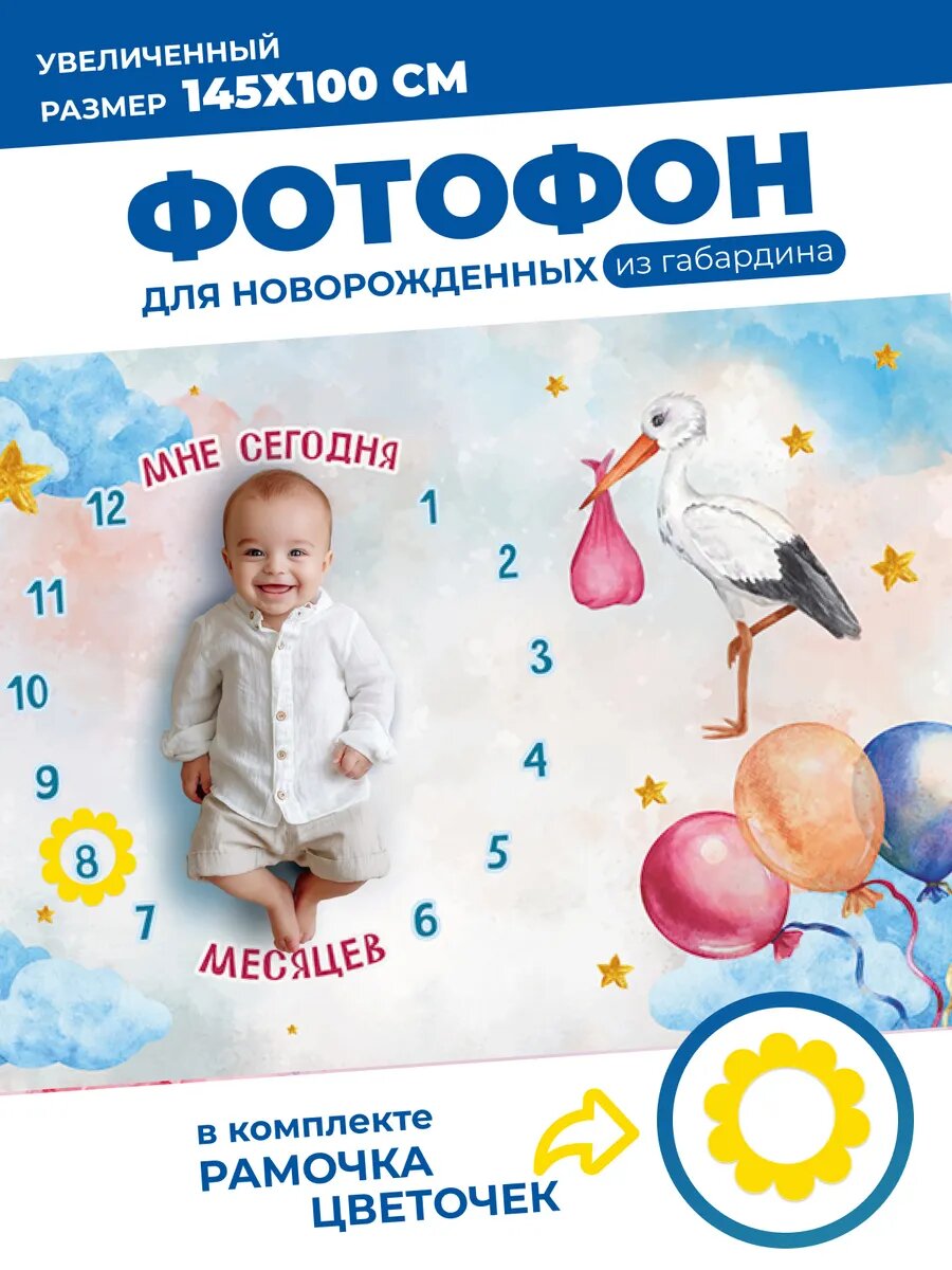 Фотофон Homepick для новорожденных малышей по месяцам из габардина