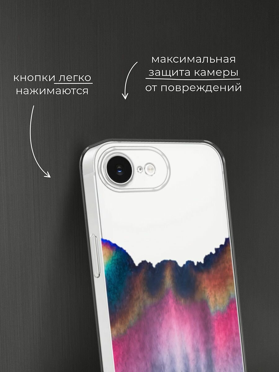 Чехол на Apple iPhone 16e/17e / Айфон 16е/17e с принтом Акварельная абстракция, прозрачный — фото 1