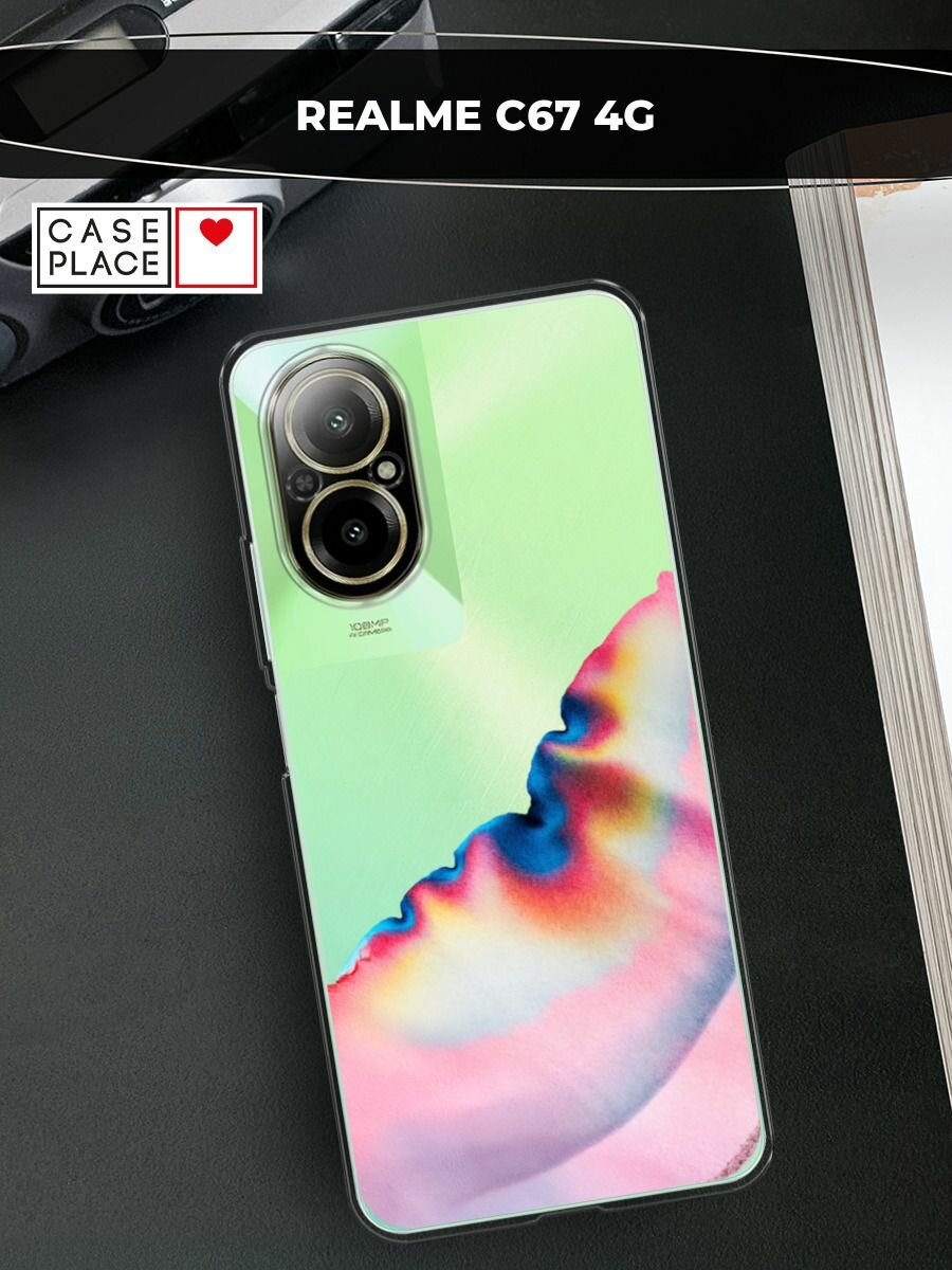 Чехол на Realme C67 4G / Реалми C67 4G с принтом Розовая акварель, прозрачный