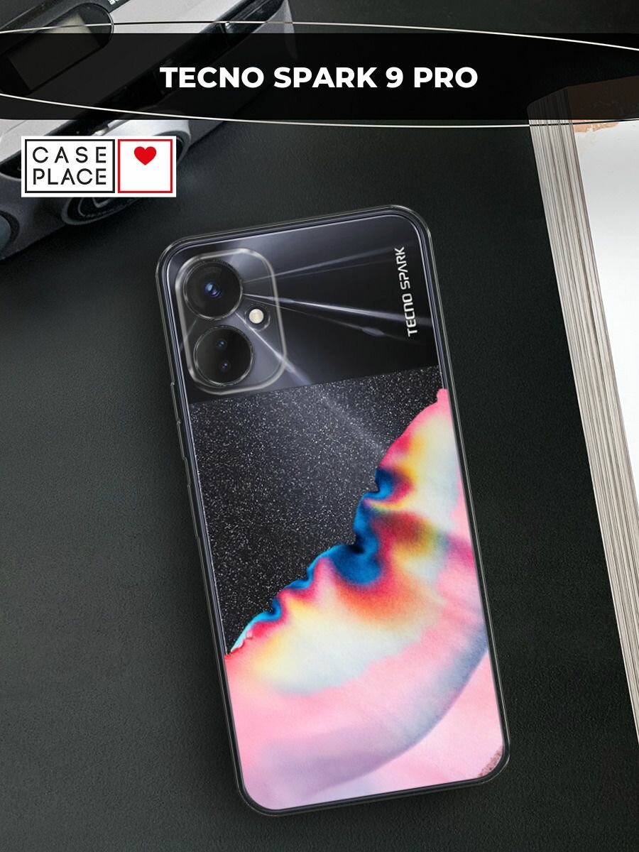 Чехол на Tecno Spark 9 Pro / Техно Спарк 9 Про с принтом Розовая акварель, прозрачный