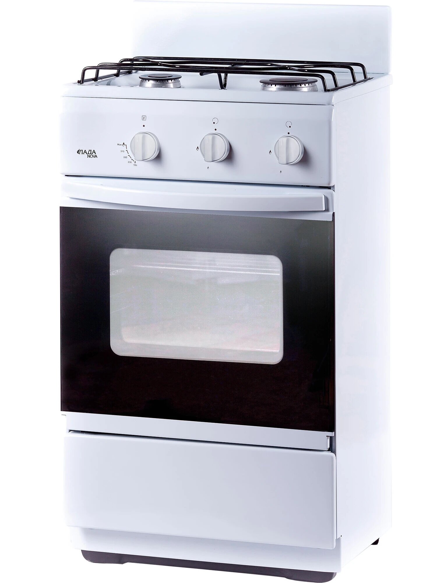 Плита газовая Лада NOVA CG 32013, белая, 2 конфорки, 30 л, эмалированная сталь