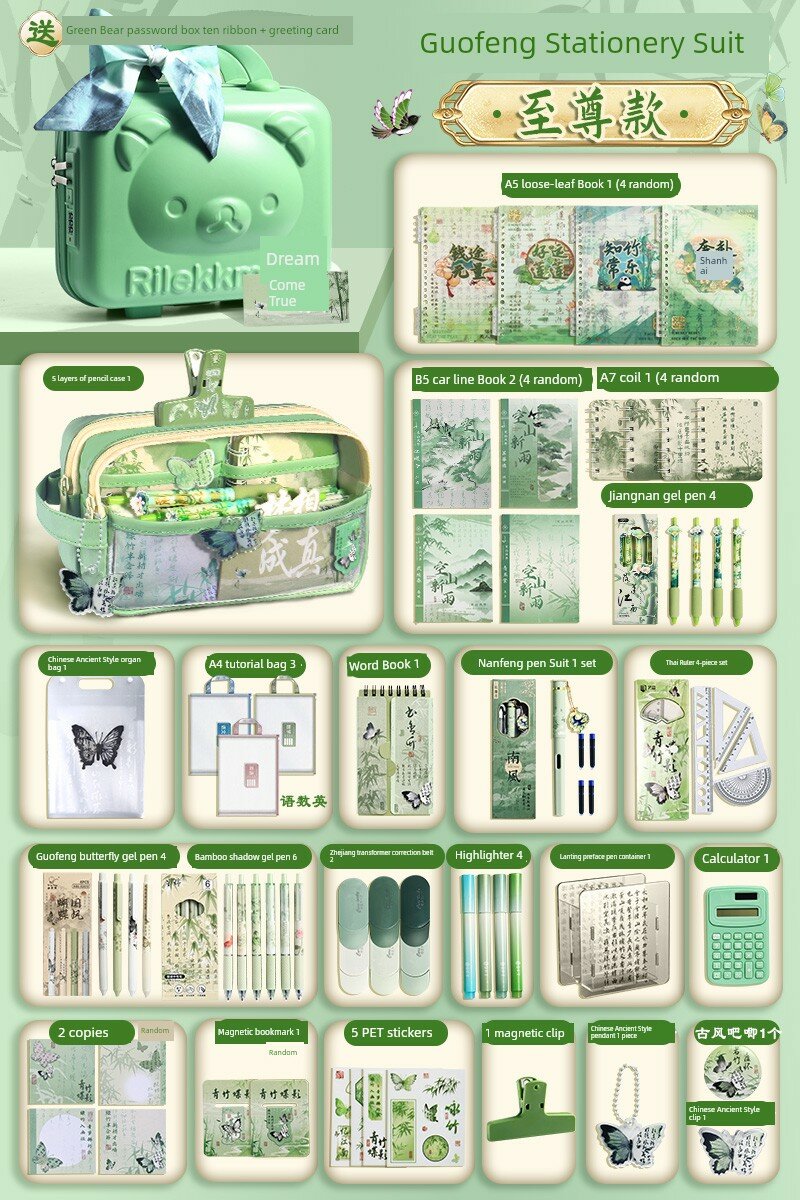 Набор канцелярских принадлежностей в китайском стиле в подарочной коробке для подарков на день рождения девочкам,