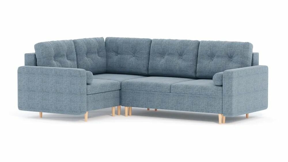 Угловой модульный диван Белфаст пантограф, рогожка Дрим Блю, синий