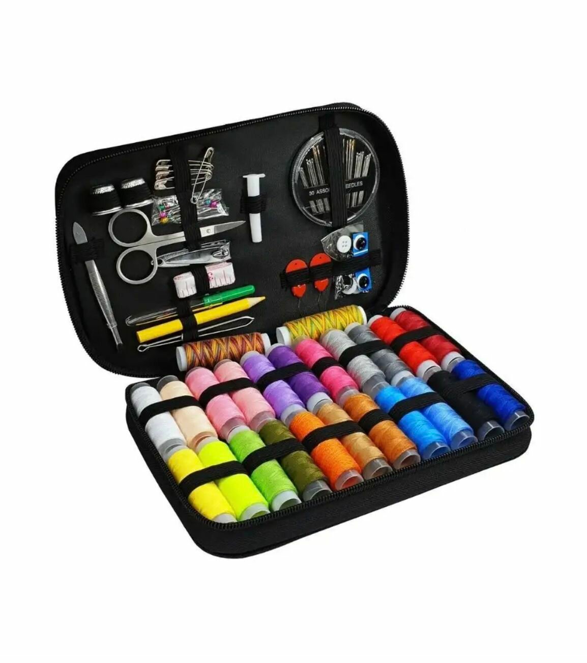 Набор ниток и иголок, в контейнере, для дома, 42 предмета, черный