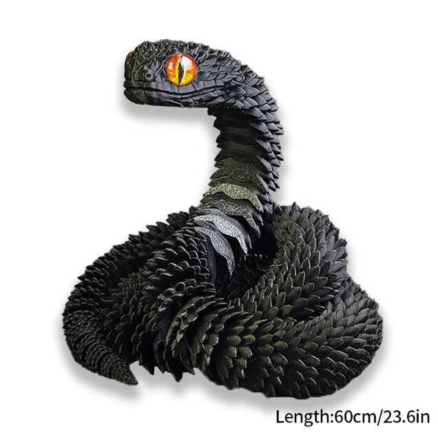 Напечатанная на 3d-принтере модель игрушки-змеи, 60cm, чёрный