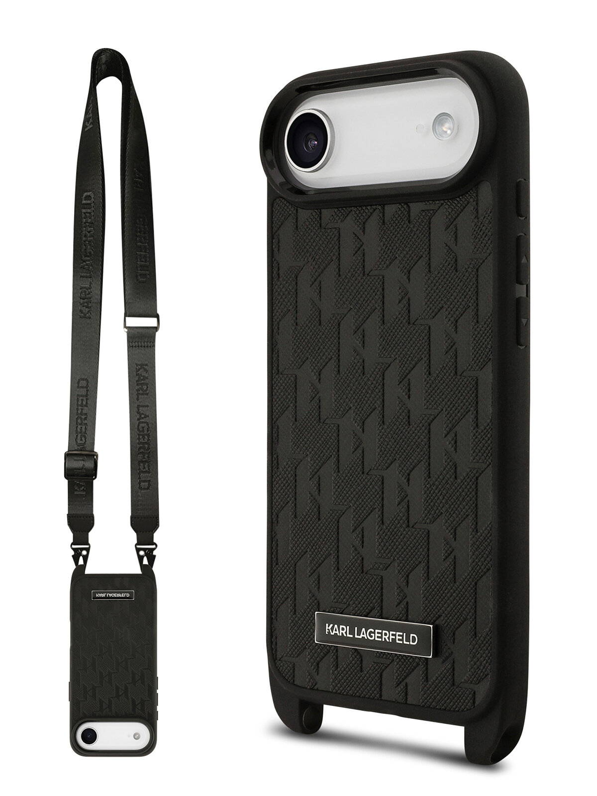 Чехол Karl Lagerfeld на iPhone Air, кросс-боди с ремешком, из экокожи PU leather, черный