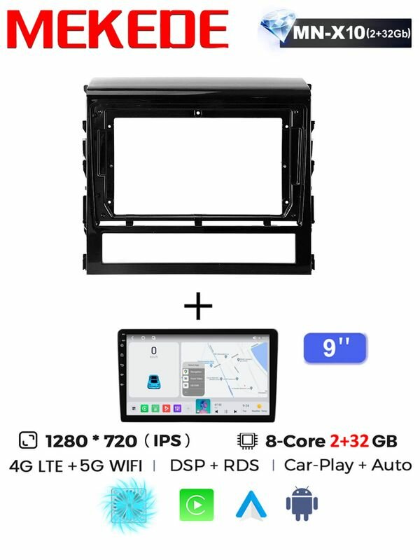 Магнитола 9" Mekede MN X10 Pro 2/32 Gb Toyota Land Cruiser 200 11 2015-2020 carplay