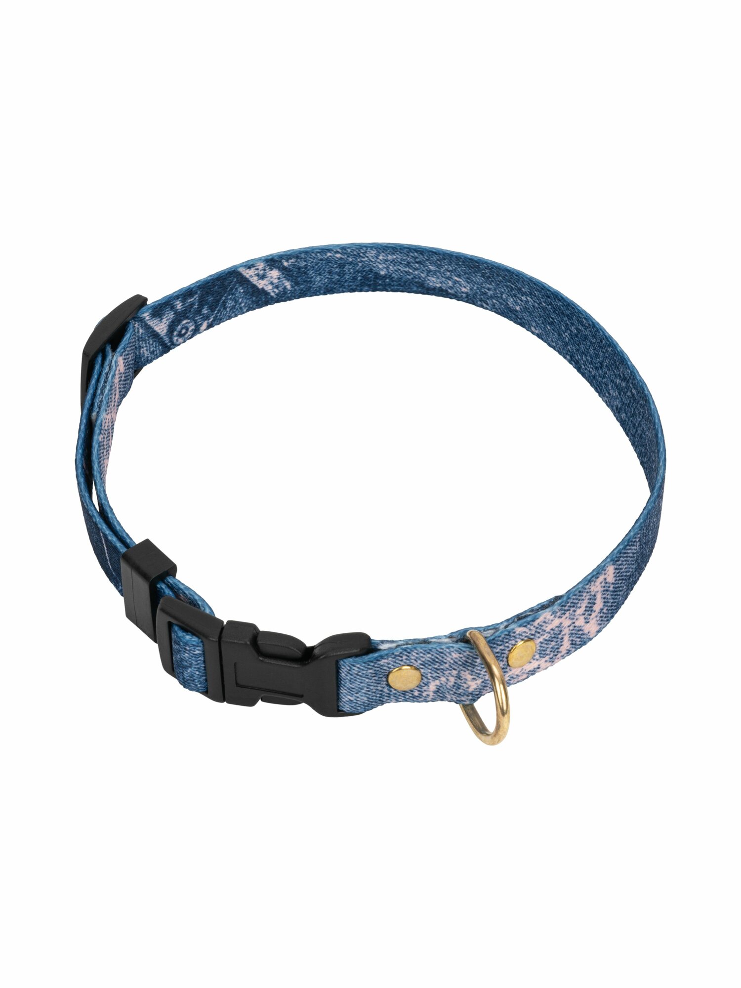 Ошейник для собак нейлон, ширина 15 мм, обхват шеи 29-44 см, джинс (золото), фастекс чёрный 70-1629