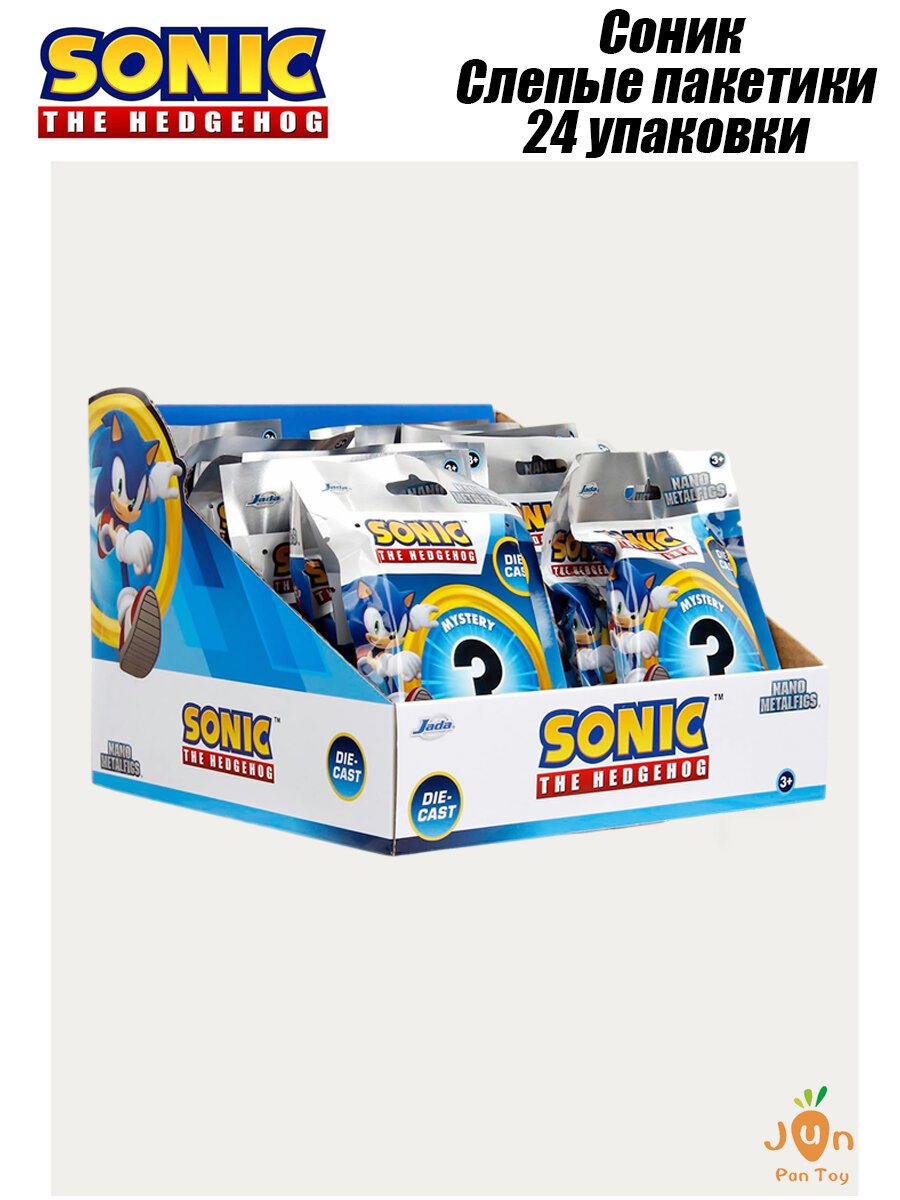 Слепые пакетики Jada Sonic Blind Pack Nanofigs Figure 24pcs / Детская звуковая игрушка-сюрприз, модель персонажа размером 4 см, подходит для подарков на день рождения детям старше 3 лет, 35865
