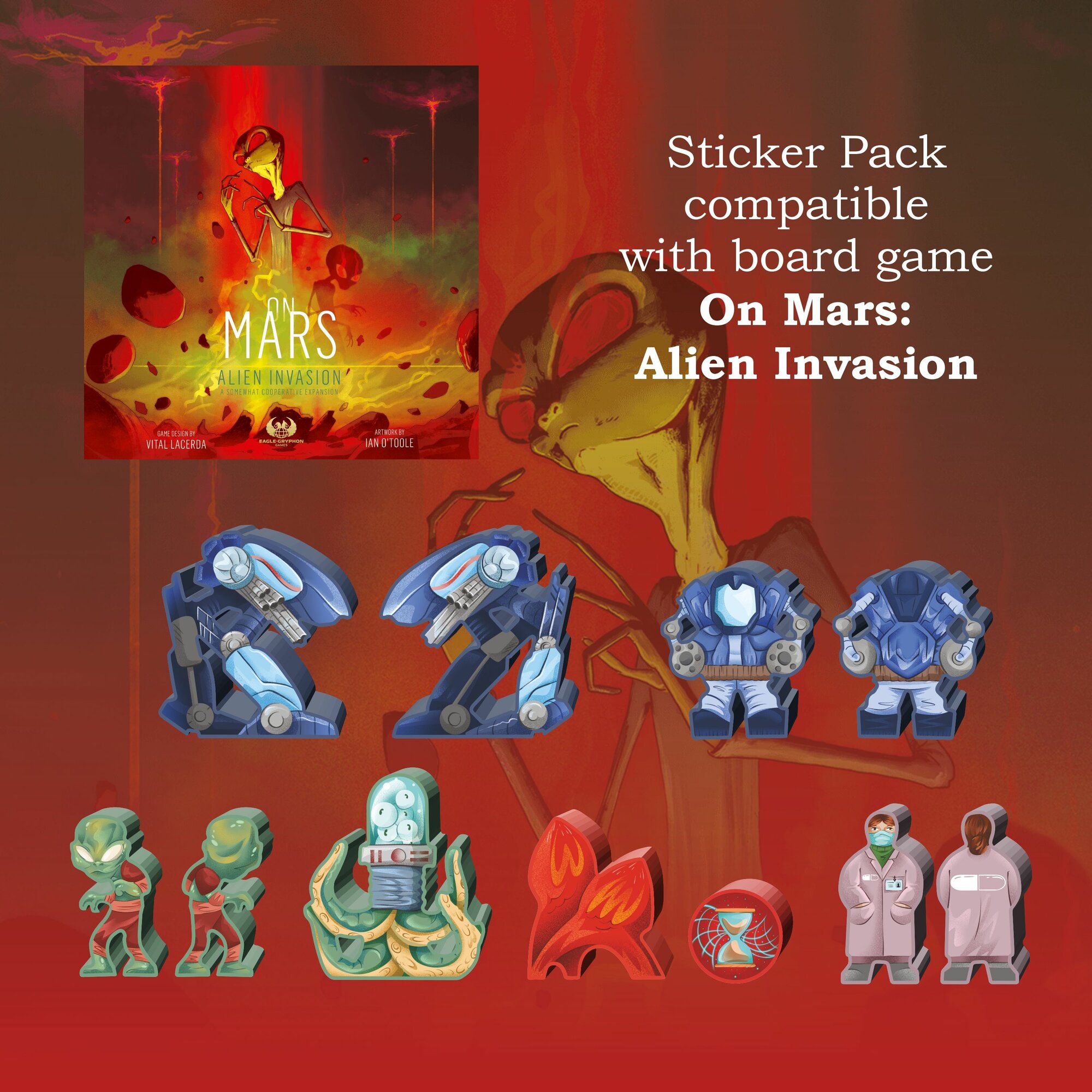Стикерпак для настольной игры On Mars: Alien Invasion