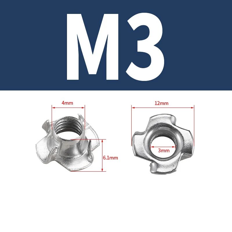 Гайки M3 M4 M5 M6 M8 M10 с четырьмя зажимами M3-10pcs
