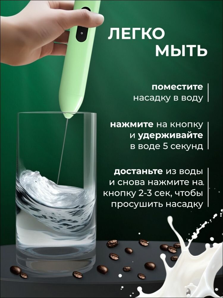 Капучинатор, Вспениватель для молока,3 Режима, Type-C, Беспроводный, Мощный 12000об/мин, Бесшумная работа