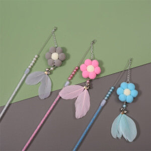 Кошачья палочка оптовые производители колокольчик звук перо игрушка для кошек взрывы длинный стержень из устойчивой к